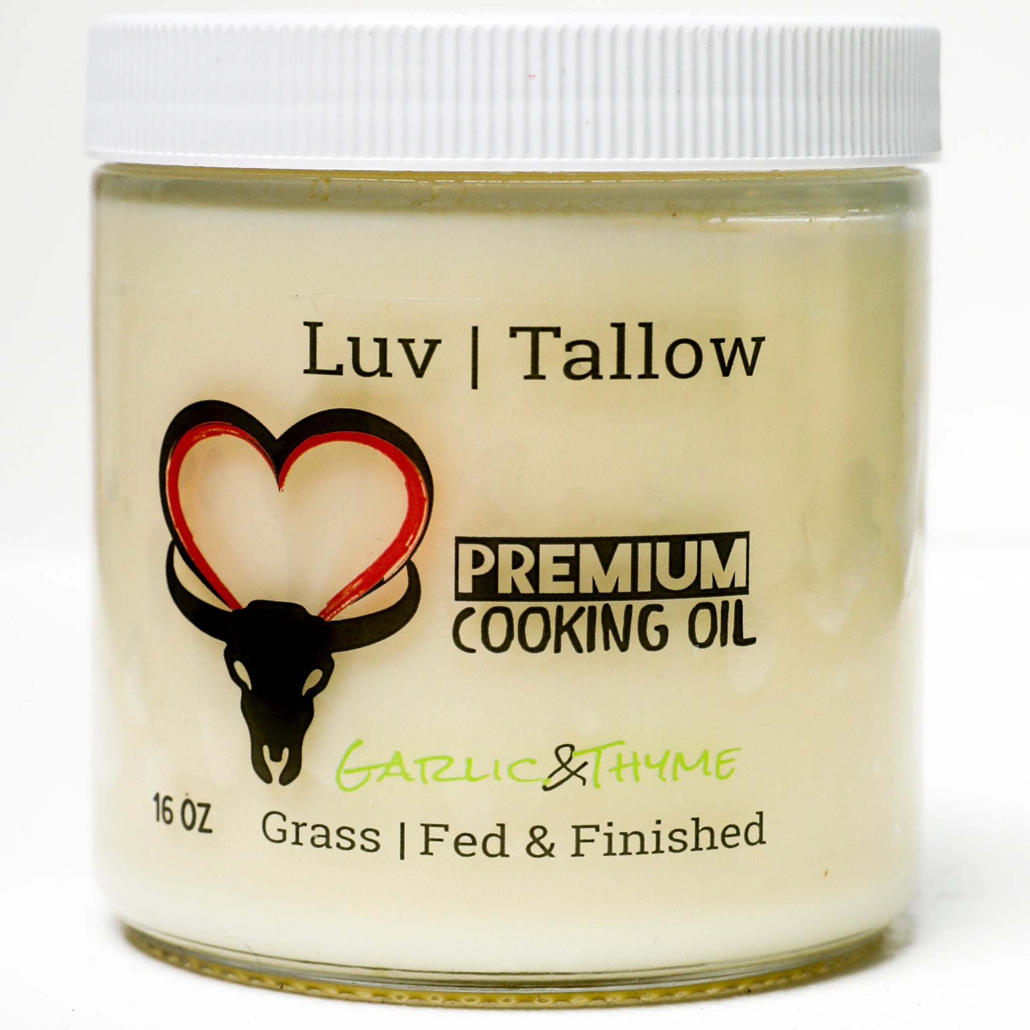 LuvTallow Garlic & Thyme 100% SUET Grass-Fed Cooking Tallow 16oz